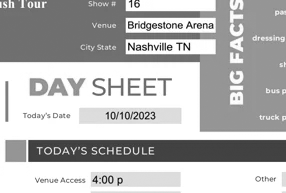 Free Template: Day Sheet For Tour Managers